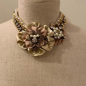 Annie G | Jewelry | Annie G Necklace Neutral Satin Flowers Pearls ...